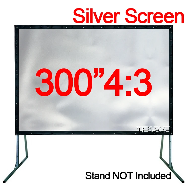 300-inch-4-3-Front-3D-Projector-Screen-Portable-Silver-metal-metallic ...