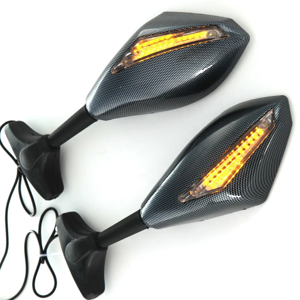 Motocycle Integrated Carbon LED Turn Signal Mirrors Side Mirrors for ...