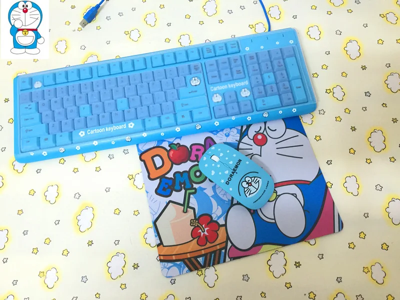 Maorong conjunto de teclado e mouse usb de desenho animado doraemon ...