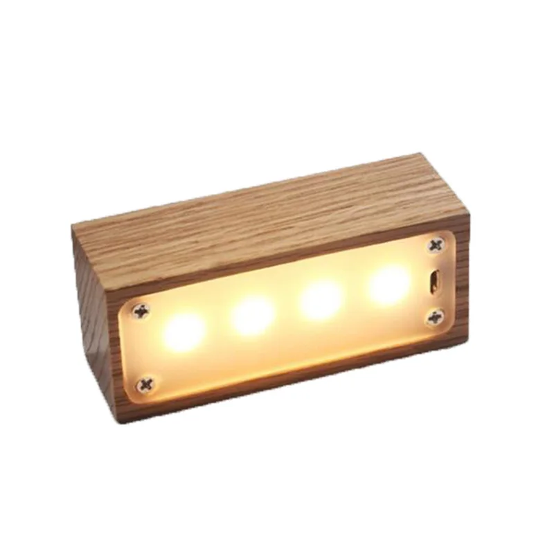 Creative Adhesive LED USB Wood Night Light Dimmable Rechargeable Solid ...