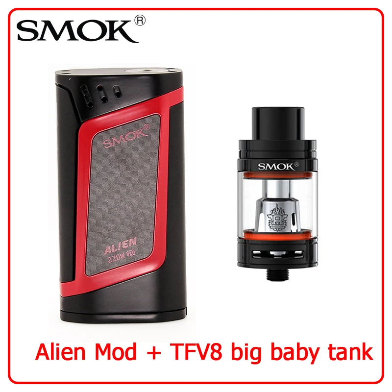 Original Smok Alien 220w Box Mod With TFV8 Big Baby Tank 5ML V8 baby X4 ...