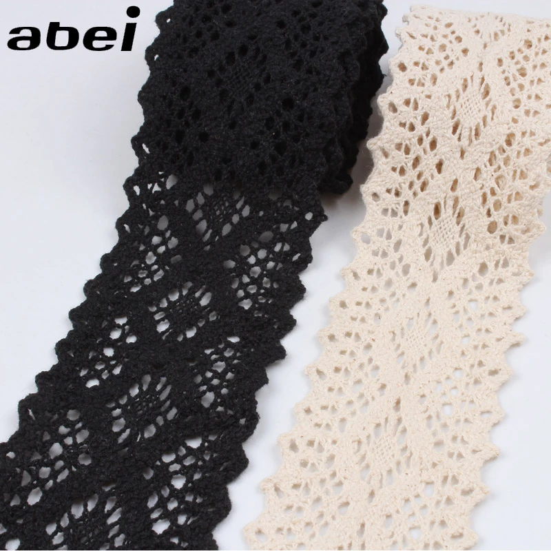 5cm 2yards/lot Beige Black Cotton Material Lace Trims Apparel ...