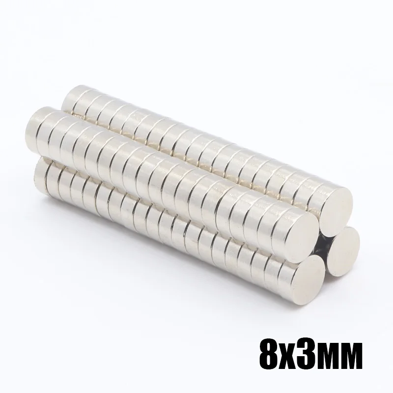 500Pcs 8x3mm Neodymium Magnet Disc N35 Small Round Super Strong ...