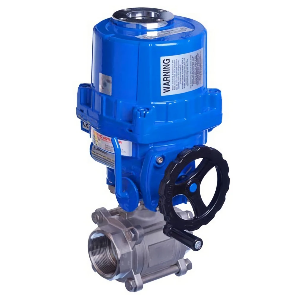 Electric Actuated 3 Piece Stainless Steel Ball Valve with Handwheel ...