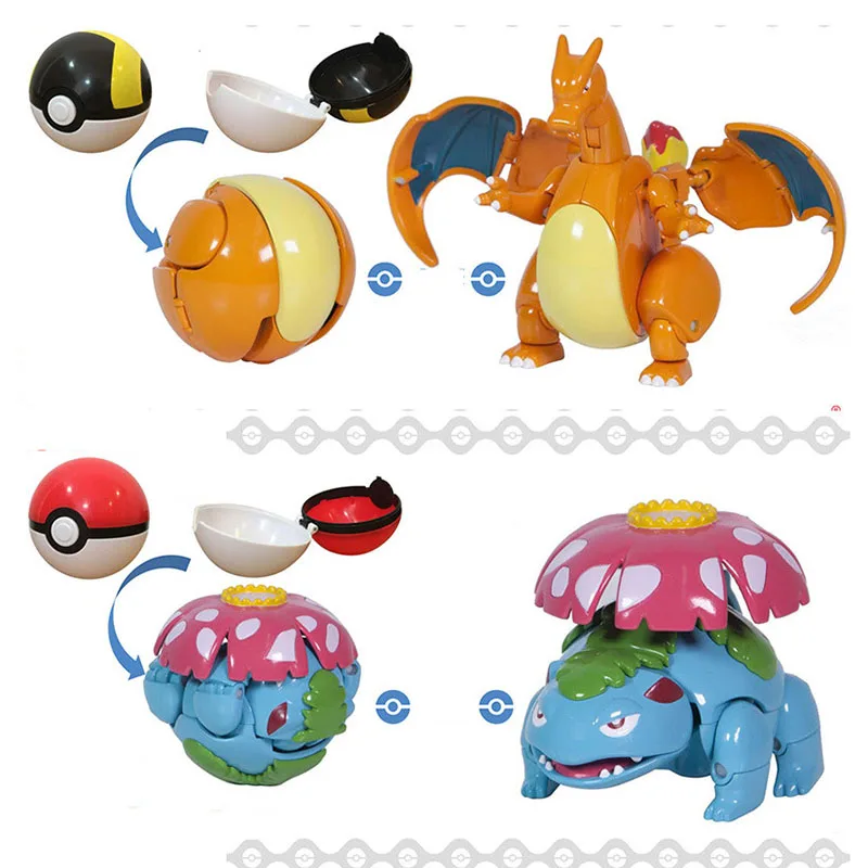 6pcs/lot Monster Pokeball Pikachu Gyarados Mewtwo Charizard Bulbasaur ...