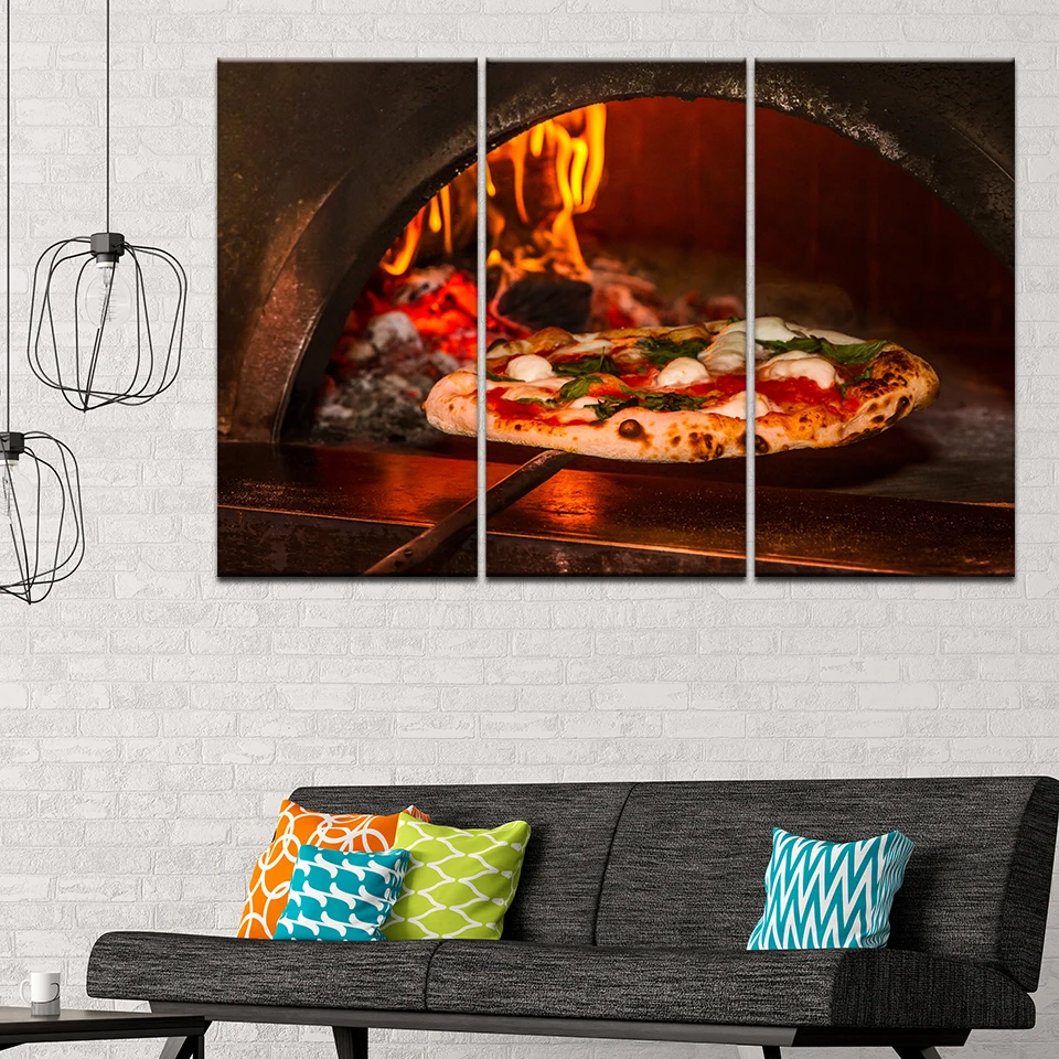 Canvas Painting Delicious food Pizza 3 Pieces Wall Art Painting Modular ...