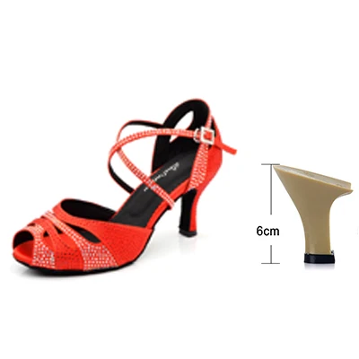 Ladingwu Red Dance Shoes Women Latin Soft Bottom Ballroom Dance Shoes ...