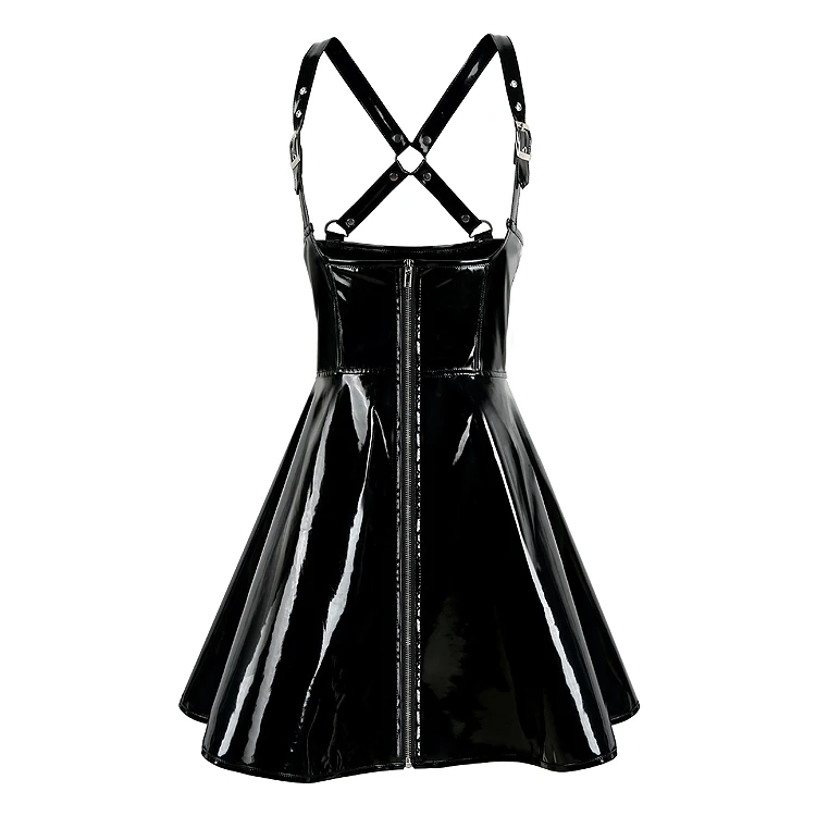 Vestido de PVC de cuero y látex para mujer, traje de baile en barra ...