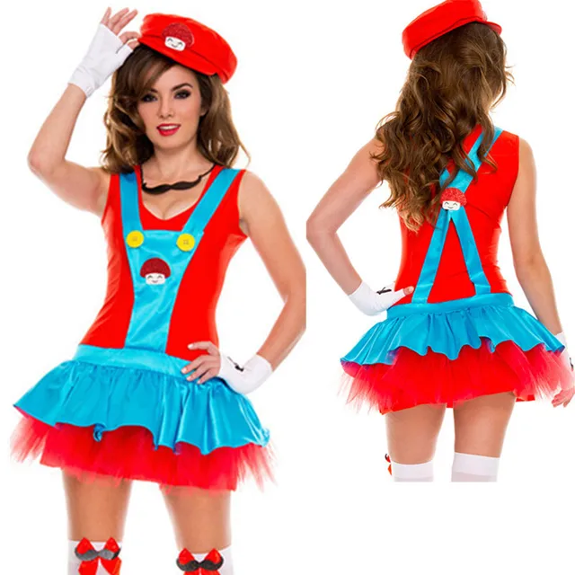 2016 New Sexy Halloween Cosplay Super Mario Costume Adult Ladies Super