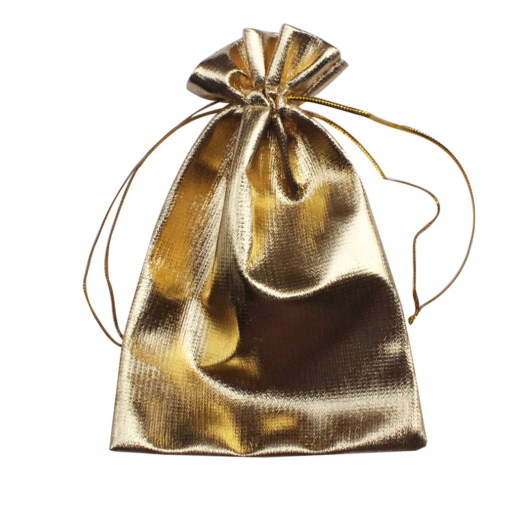 (50pcs)gold And Silve Satin Drawstring Polyester Gift Bag For Wedding ...