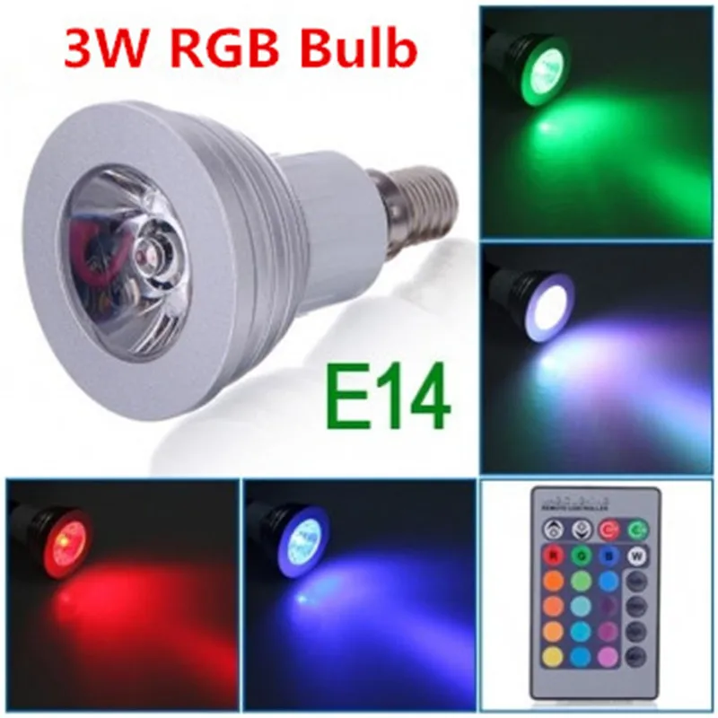 LED RGB Bulb Lamp E14 AC85 265V 3W LED RGB Spot Blubs Light Magic ...