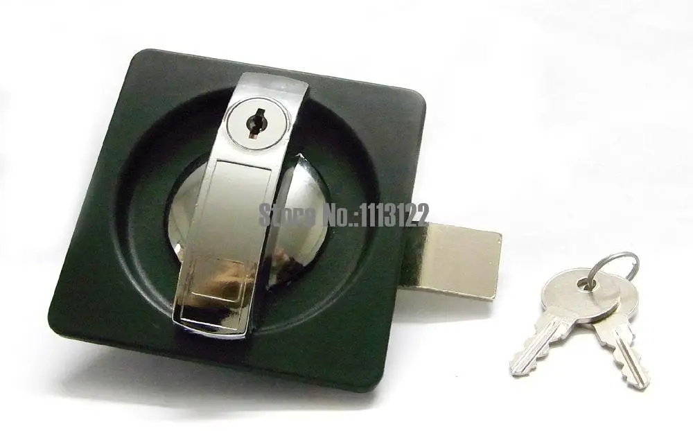 Black Steel Cupboard Lock Industrial Lock Locking Handle Black Panel ...
