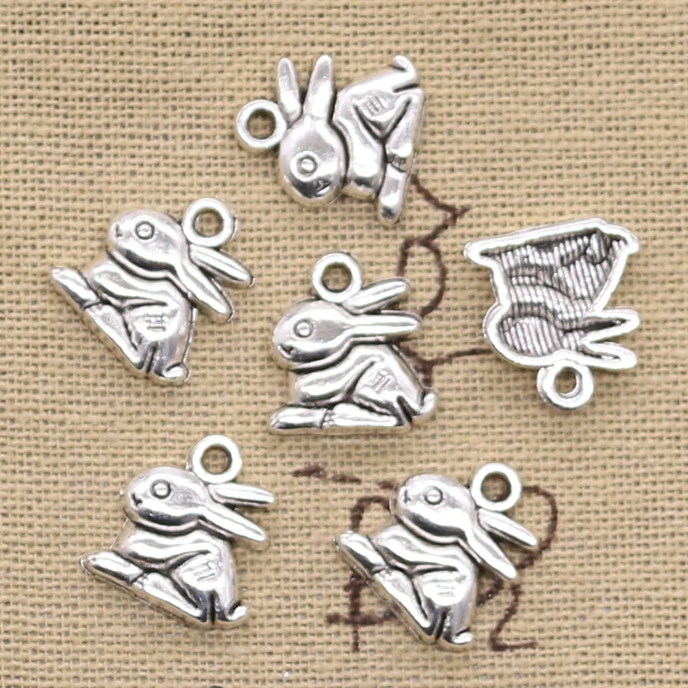 30pcs Charms Lovely Rabbit 14x13mm Antique Silver Color Pendants Diy ...