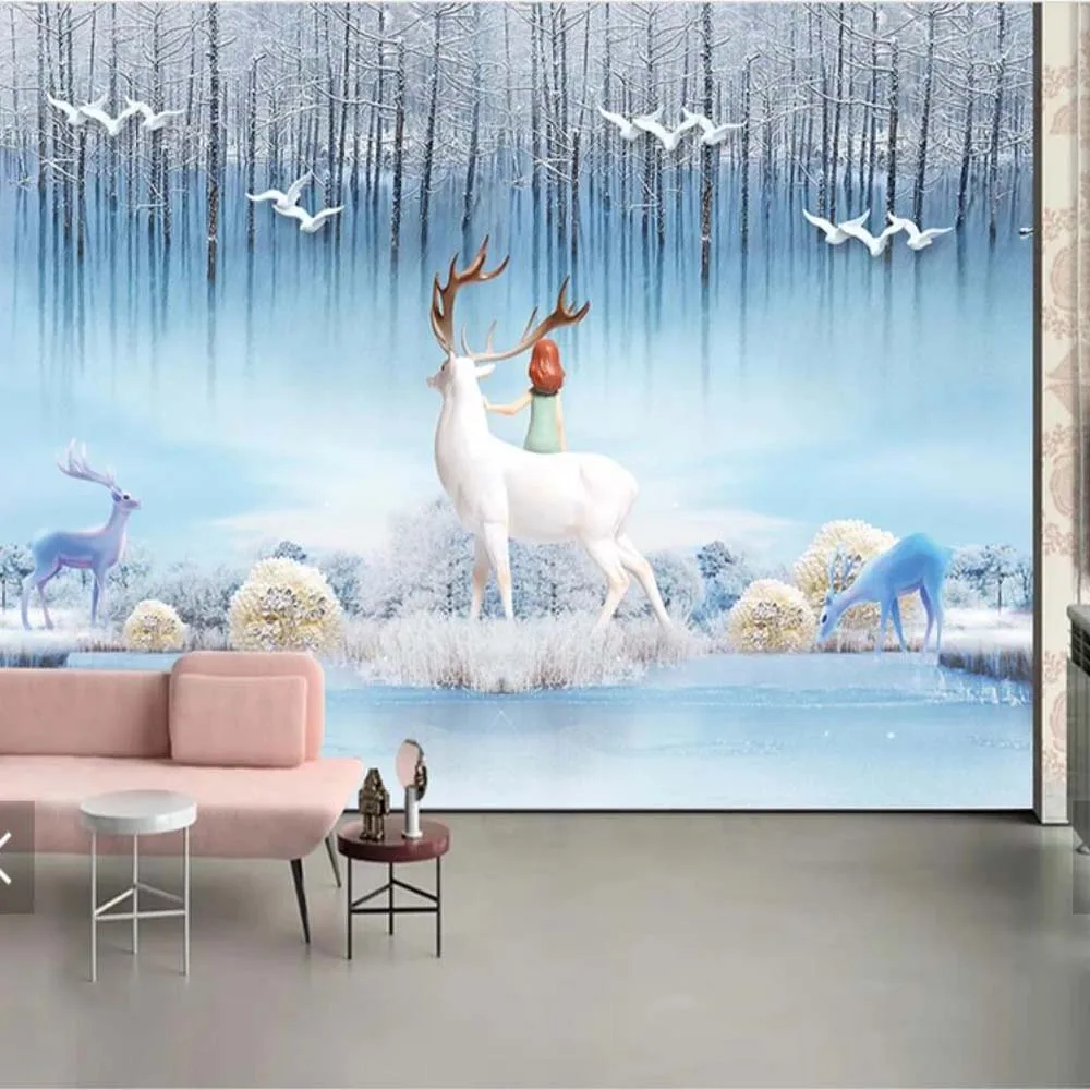 Modern-European-ELK-Animal-Embossed-Mural-for-Living-Room-3D-Printed ...