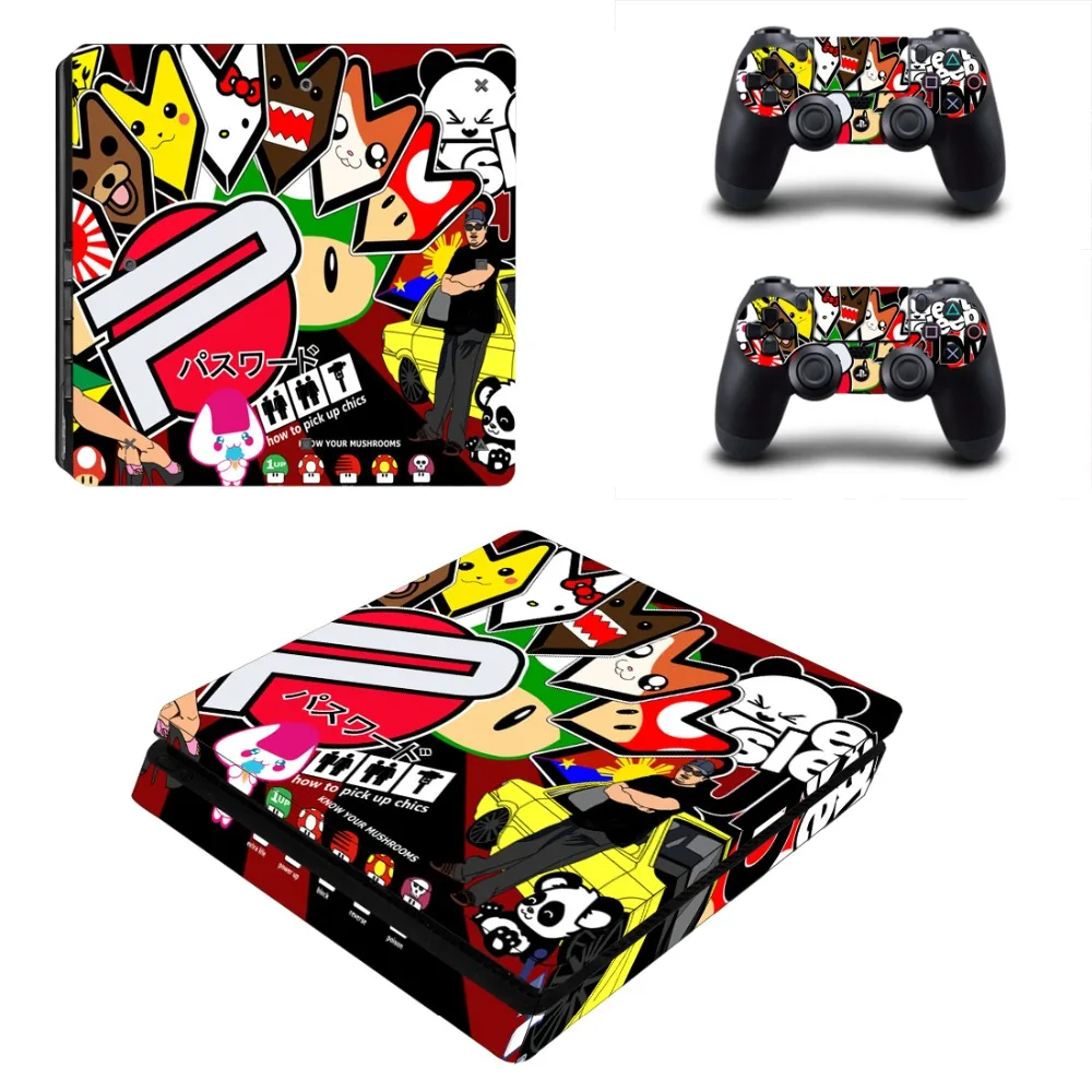 Anime Graffiti Skin Sticker for PS4 Slim Console and Controllers ...