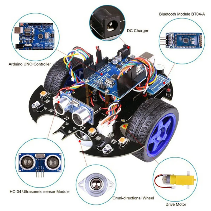 New Yahboom Smart Bat Robot Intelligent Programming Bluetooth Control Car Kit With For Arduino