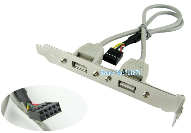 2 Ports Usb2.0 Hub Usb2 9p To Two A Female Adapter Desktop Computer ...