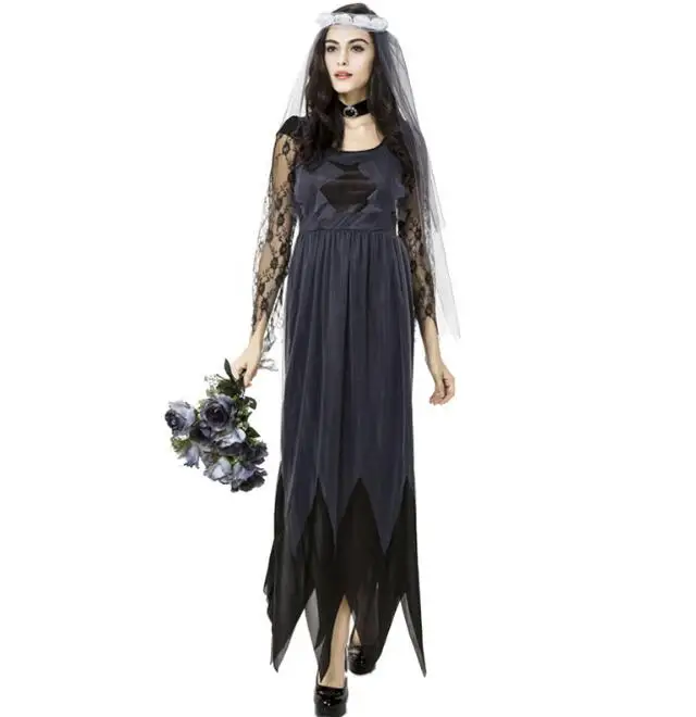 Womens Zombie Corpse Bride Costume Ladies Ghost Halloween Fancy Dress