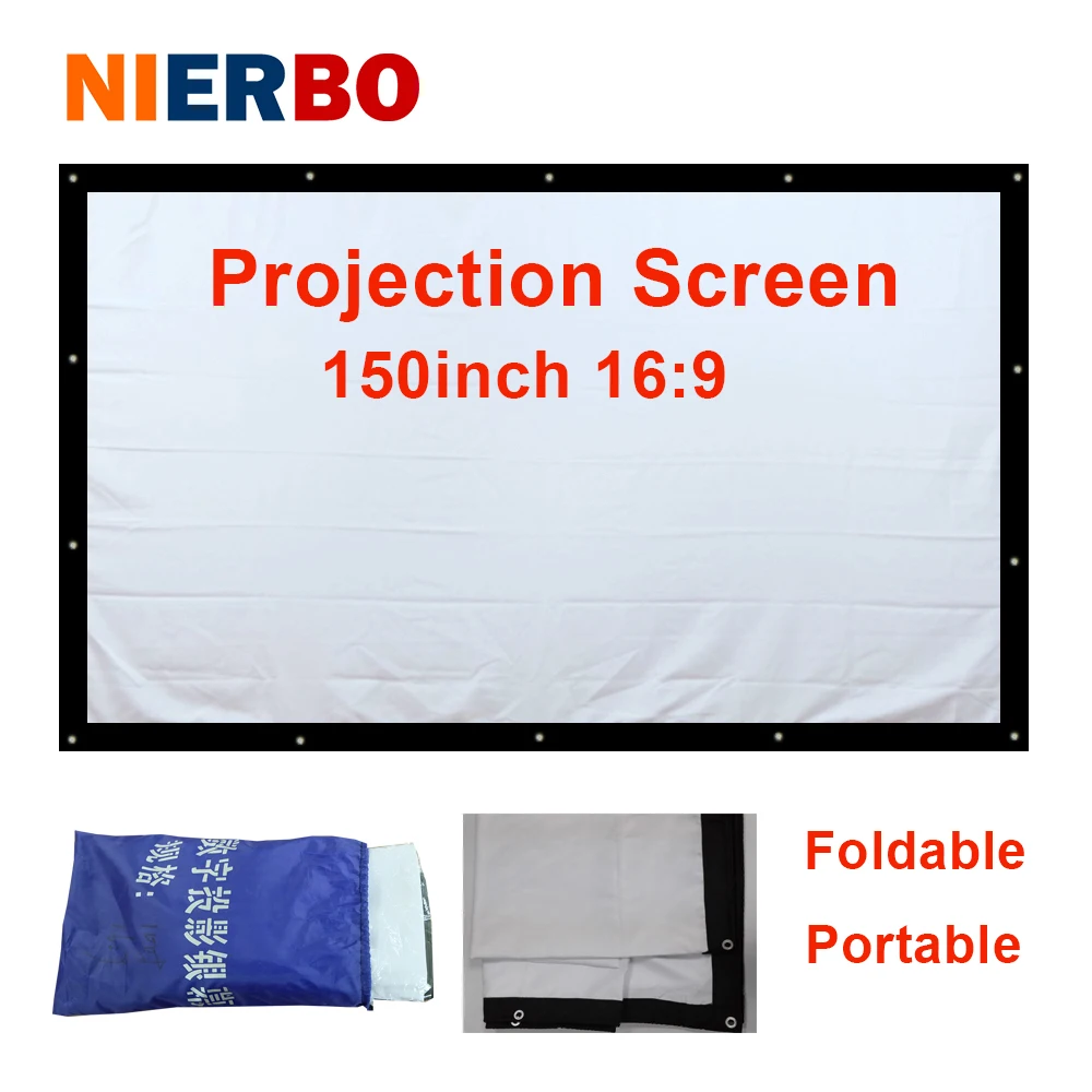 NIERBO 150 Inch Projection Screen 16:9 Portable Screen For All ...