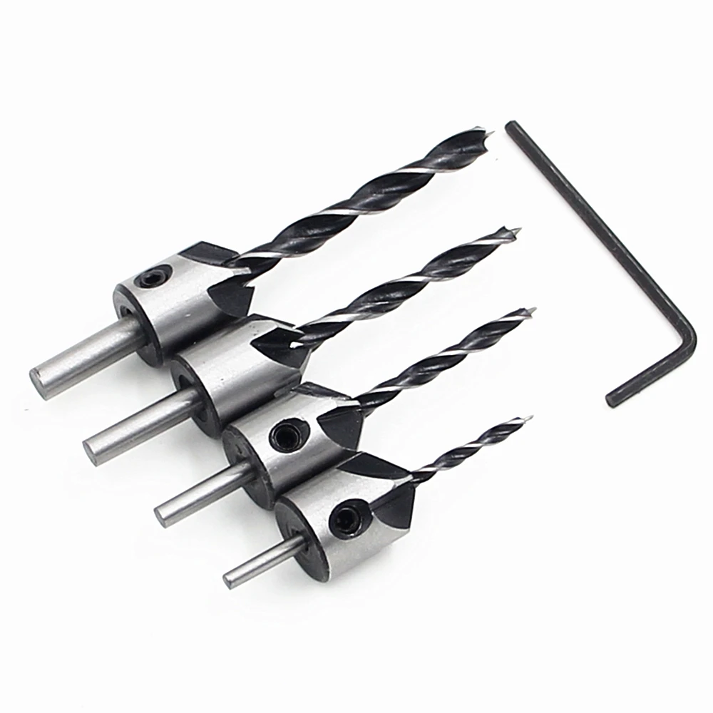 4pcs set Hss 5 Flute Countersink Drill Bit Set 3mm 6mm High Speed Steel 4pcs-set-hss-5-flute-countersink-drill-bit-set-3mm-6mm-high-speed-steel