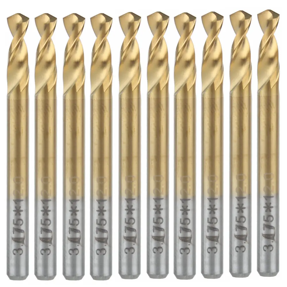 10x Titanium Nitride Coated Carbide Pcb Cnc Drill Bits Router 3.175mm ...