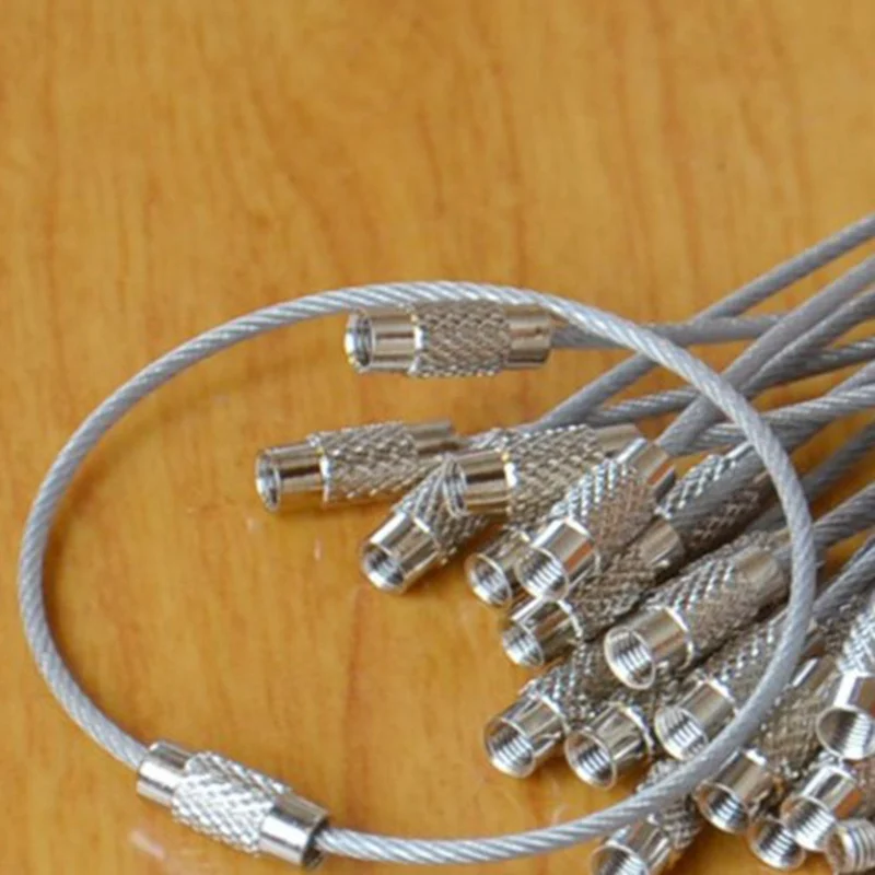 Keychain Rope Stainless Steel Wire Cable Loop Screw Lock Gadget Ring ...