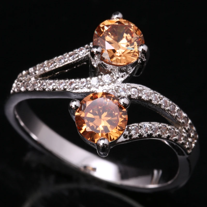 Flawless Circle Gems Orange Champagne Morganite Zircon 925 Sterling ...