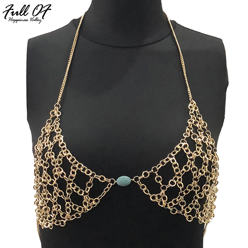 Sexy Women Short Camis Tank Top Metal Chain Mesh Sequins Halter Summer Beach Hollow Backless