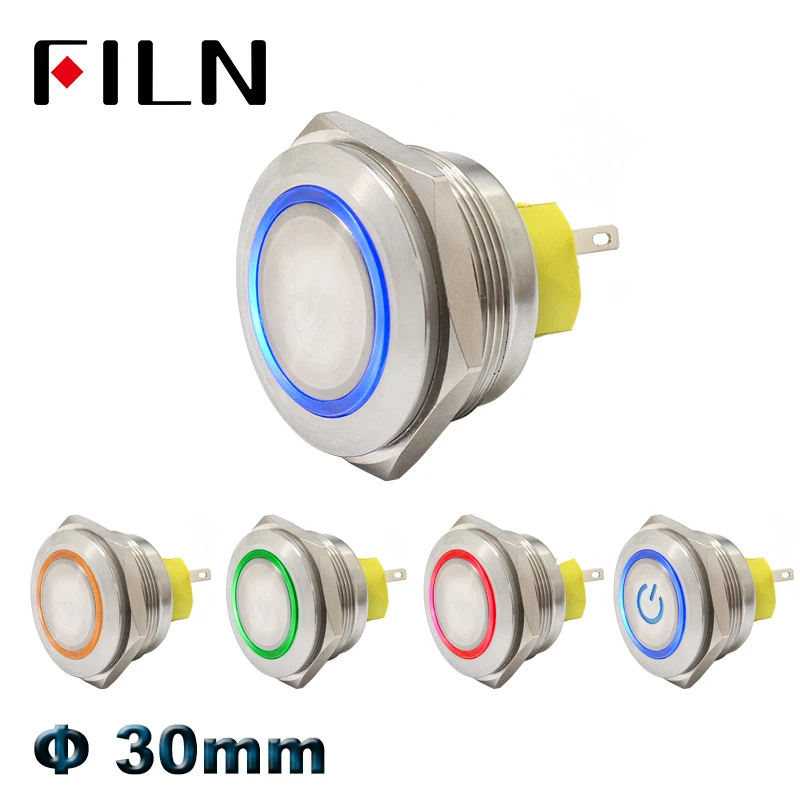 30mm Red Bi-color Rgb Led Metal Push Button Switch Momentary Latching ...