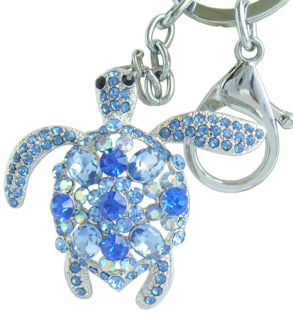 2-36-Cute-Animal-Turtle-Tortoise-Keychain-Pendant-Blue-Rhinestone ...