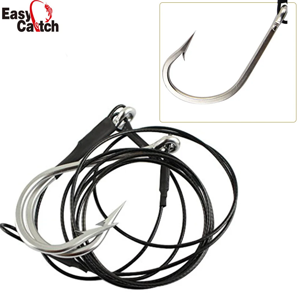 Stainless Steel Fishing Hooks 2 Arms 400lb Wire Leaders Shark Rigs for ...
