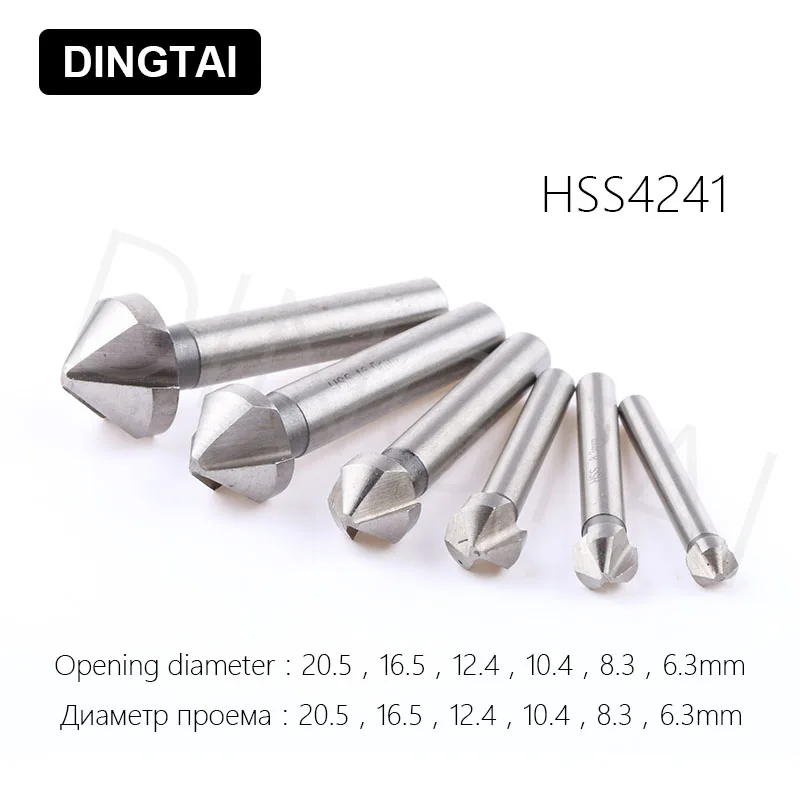 6pcs 3 flute 90 degree HSS Chamfer Cutter Chamfering Drilling Mill ...