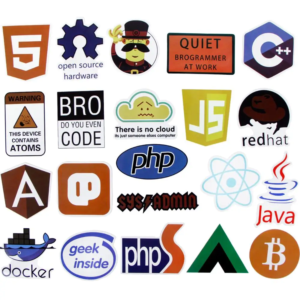 50 шт. интернет Java наклейка гик программист php-docker Html Биткоин облако C++ язык ...