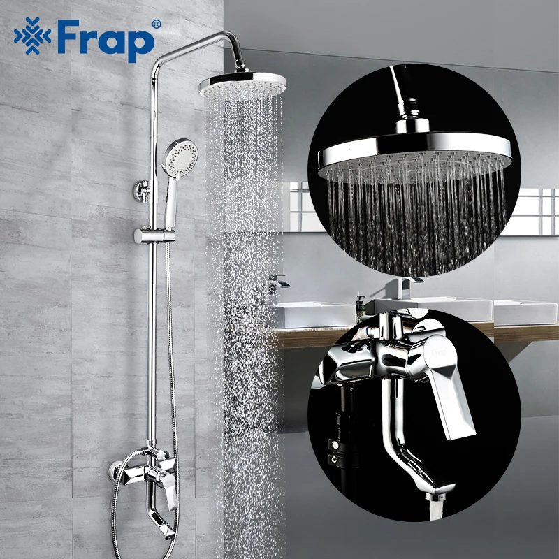 Frap Chrome Bath Shower Faucets Set Bathtub Mixer Faucet Rainfall ...