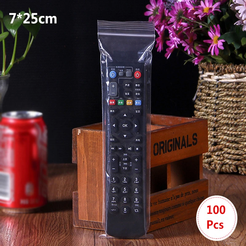 100pcs/bag Long Style Pe Transparent Ziplock Bag Reusable Remote ...