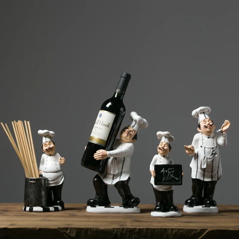 Resin Kitchen Chef Figurine Cake Bakery Chef Miniature Cook Statue Home ...