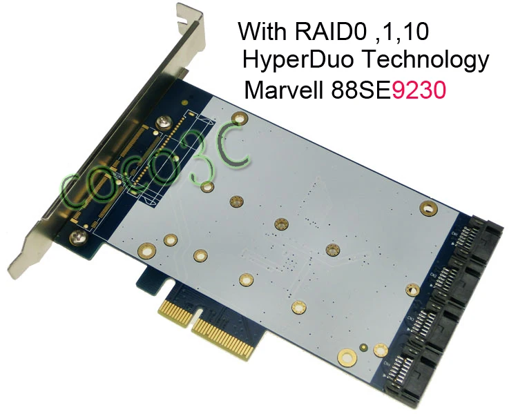 Quad SATA 3.0 Port PCI e RAID Card HyperDuo 4 Ports SATA 6Gbps 3.0 SSD ...
