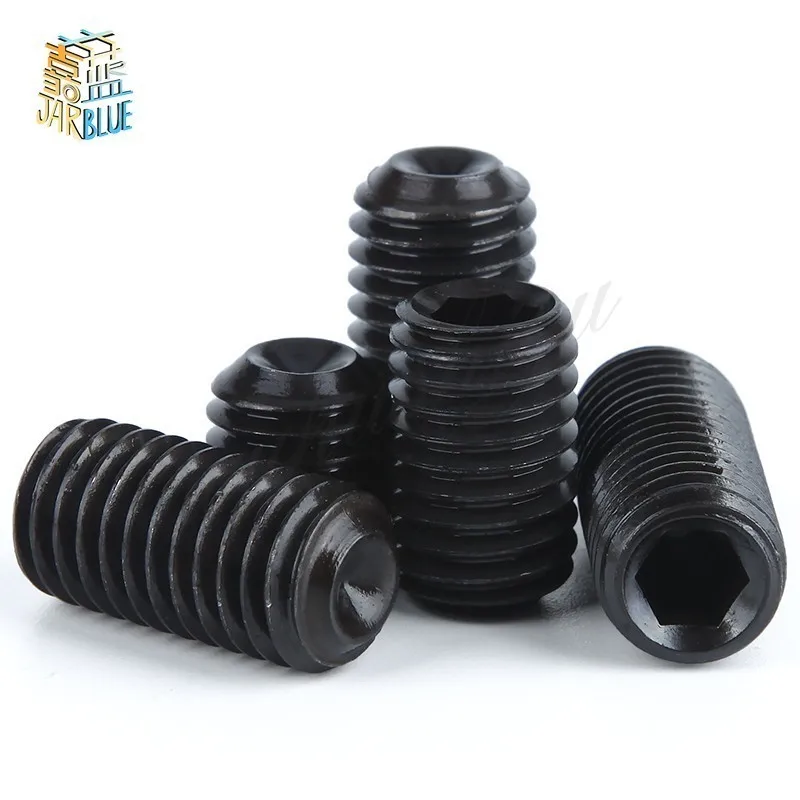 50Pcs M2 M2.5 M3 M4 M5 M6 DIN916 Black Carbon Steel Metric Thread Grub ...