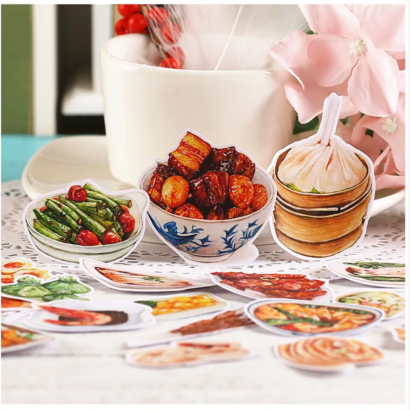 20pcs-Creative-Cute-Self-made-Chinese-Snacks-food-Scrapbooking-Stickers ...