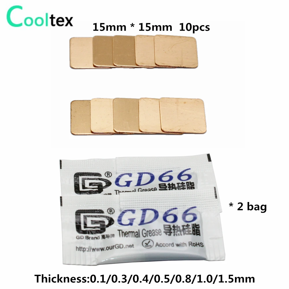 10pcs 15x15mm Copper Shim Heatsink thermal Pad Copper sheet for Laptop ...