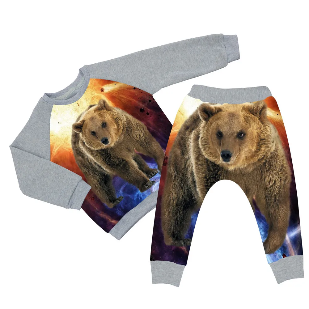 children clothing sets boy fashion Brown bear printing spring autumn ...