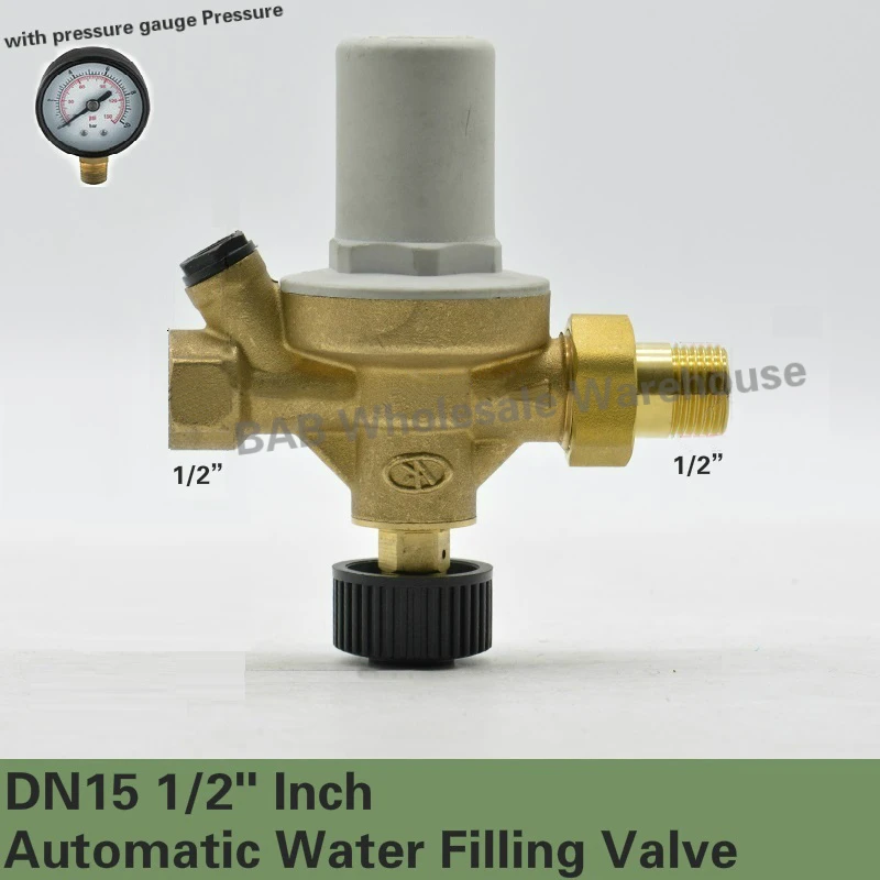 DN 15 1/2" inch Automatic Water Filling Valve with pressure gauge ...
