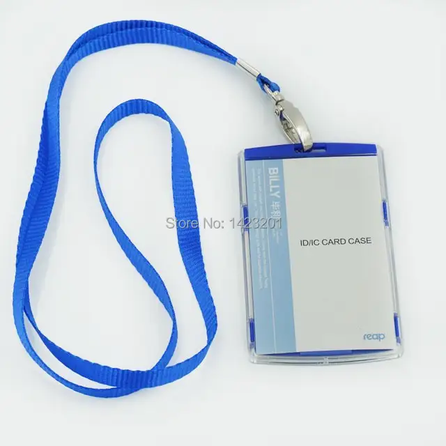 1 pcs/lote Vertical bleu ID titulaire de la carte Badge avec corde de ...