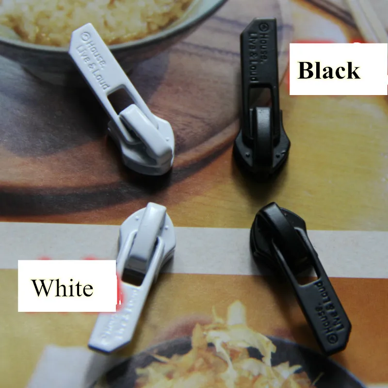10pcs Black/White Reverse zipper Slider for NO.5 Nylon Zipper Auto Lock ...