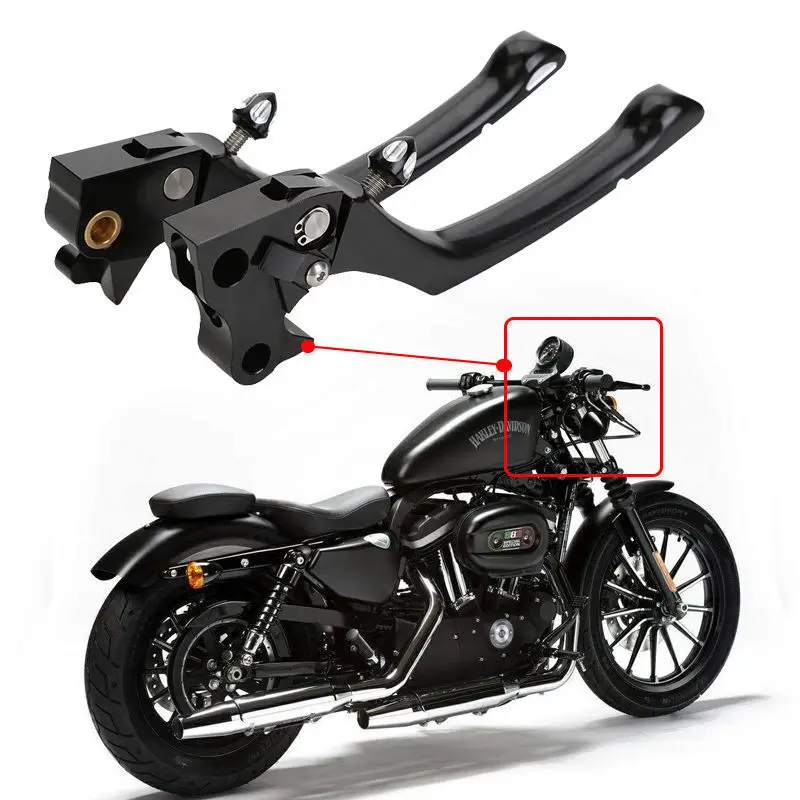 Black Cnc Regulator Brake Clutch Handle Lever For Harley Sportster Xl 883 1200 In Covers