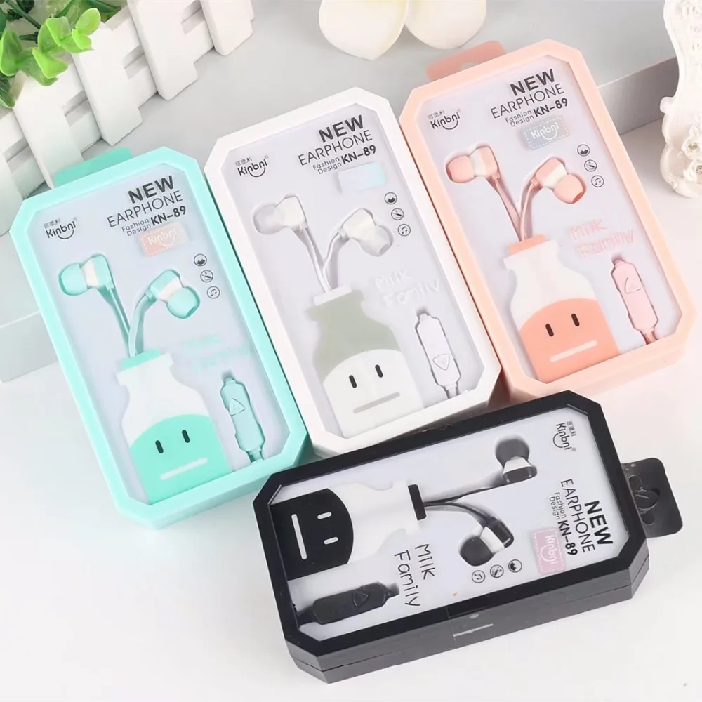 Candy Color Cute Kawaii Lovely Cartoon Little Milk Bottle 3.5mm In Ear ...