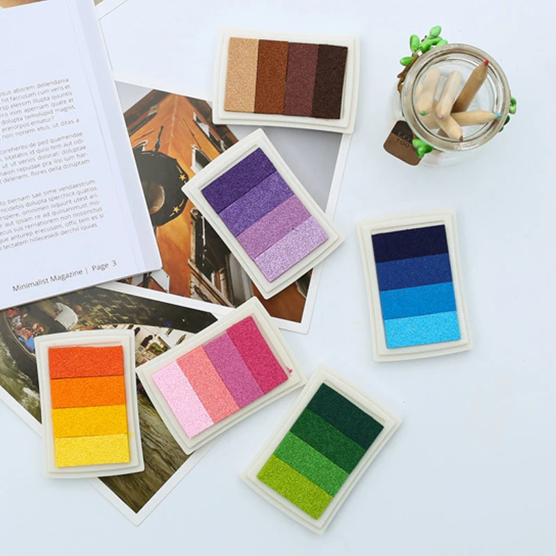 6PCS Colorful Craft Stamp Finger Ink Pad Set For DIY Funny Work ...