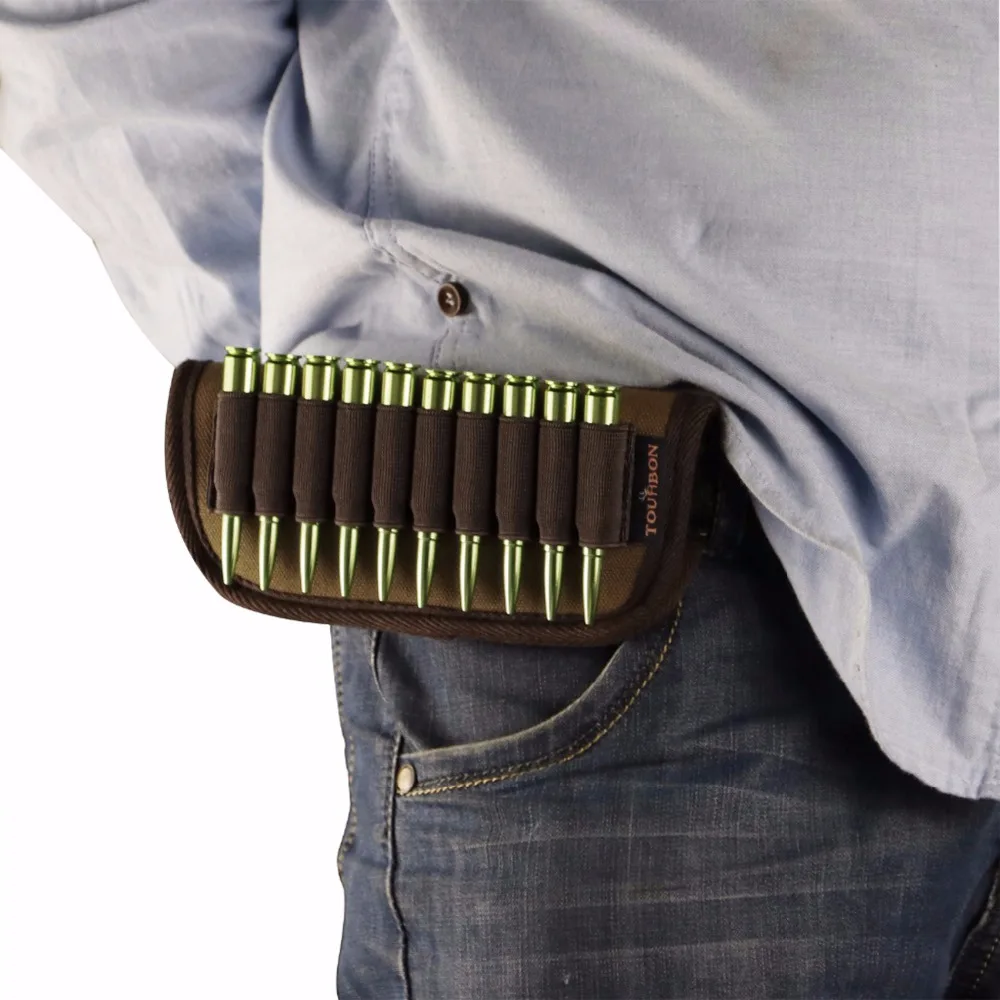 Canvas Ammo Belt TOURBON Genuine Leather Bandolier 12 Gauge Cartridge ...