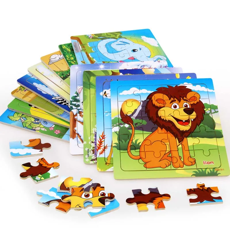 Wooden Puzzle Toys Jigsaw Puzzle Toys Cartoon Animal Puzzles ...