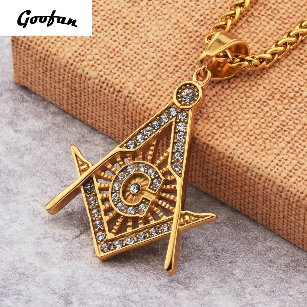 2017 New Hip hop Goofan Freemason Pendant Necklace Stainless Steel ...